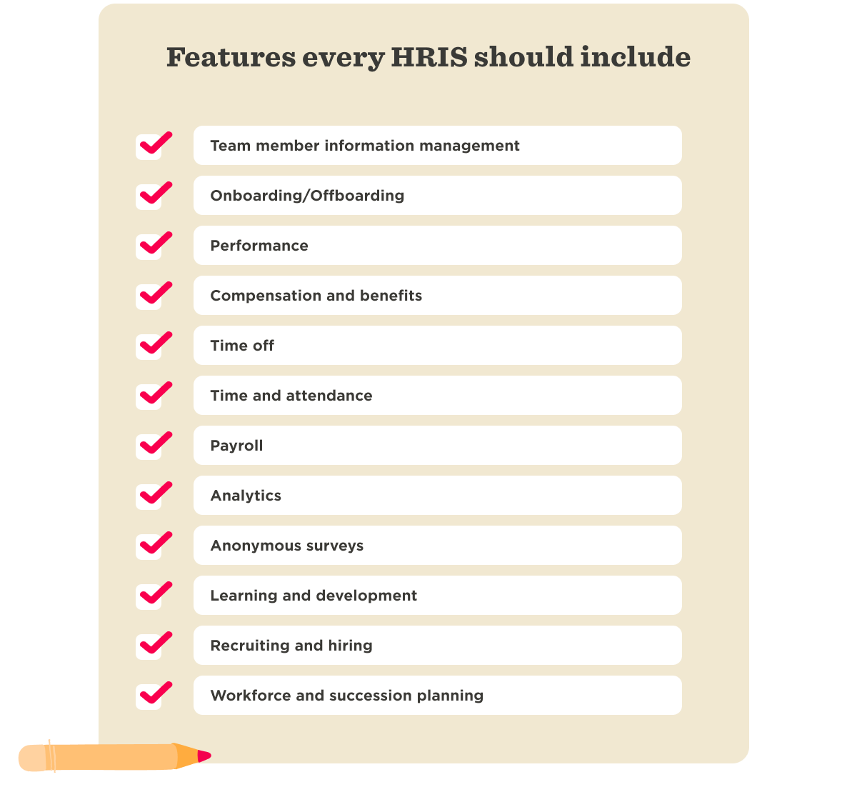 HRIS requirements checklist: Must-have HRIS features | HiBob