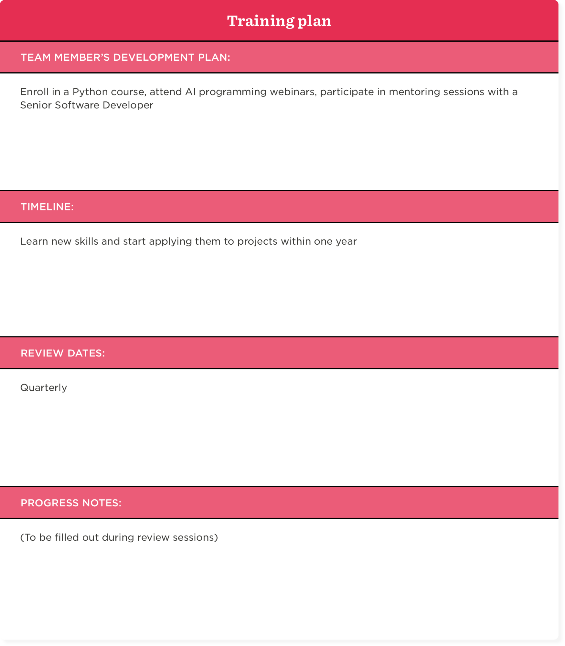 Employee development plan template and examples | HiBob