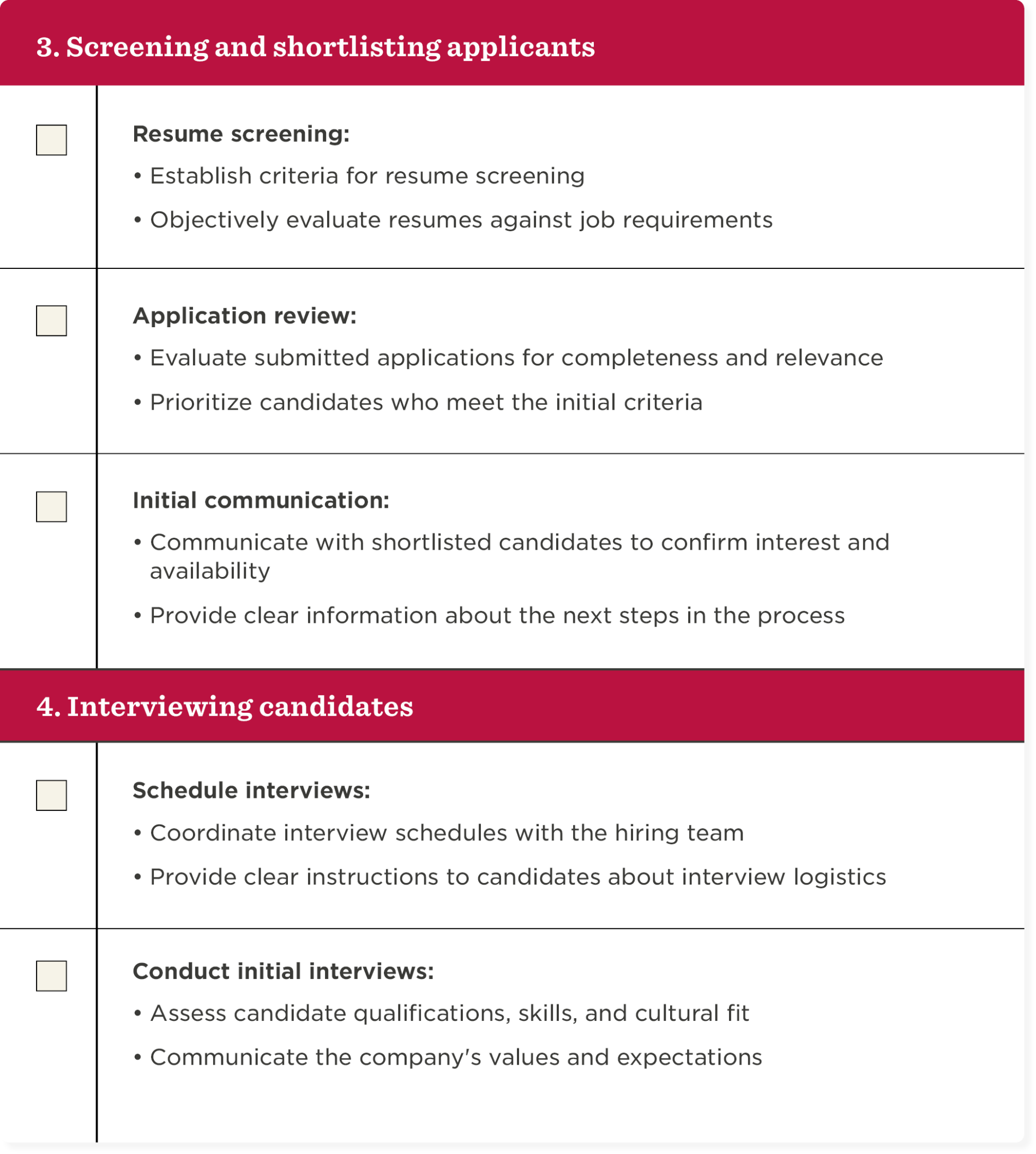 Hiring process checklist: Steps for recruiting employees | HiBob